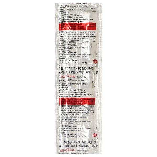 Tazloc AM 80mg Tablet 10'S : Price, Uses, Side Effects | Netmeds