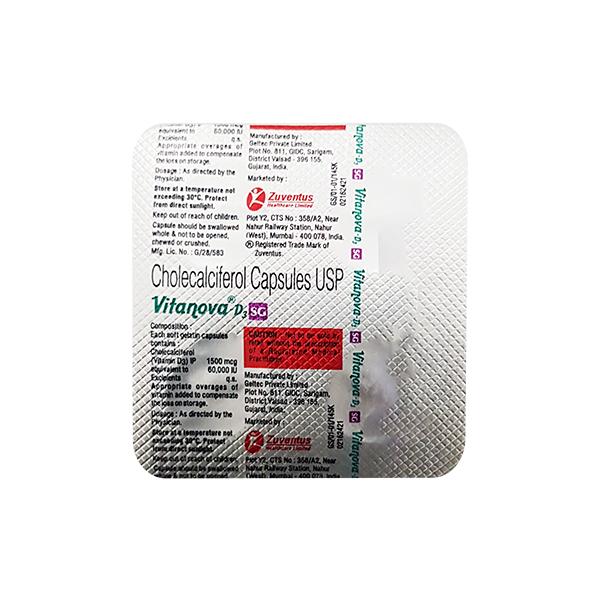 Vitanova D3 SG Capsule 4'S Price, Uses, Side effects, Substitutes | Netmeds