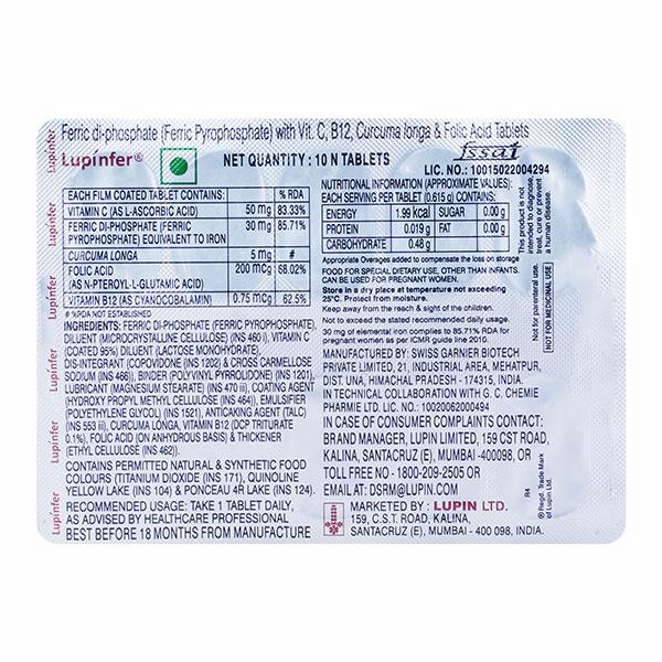 Lupinfer Tablet 10'S Price, Uses, Side effects, Substitutes | Netmeds