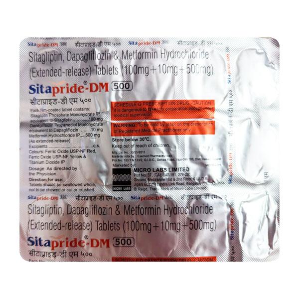 Buy SITAPRIDE DM 500 Tablet 15's Online at Upto 25% OFF | Netmeds