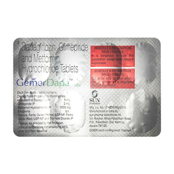 GEMER DAPA 5/2/1000 Tablet 7's Price, Uses, Side effects, Substitutes ...