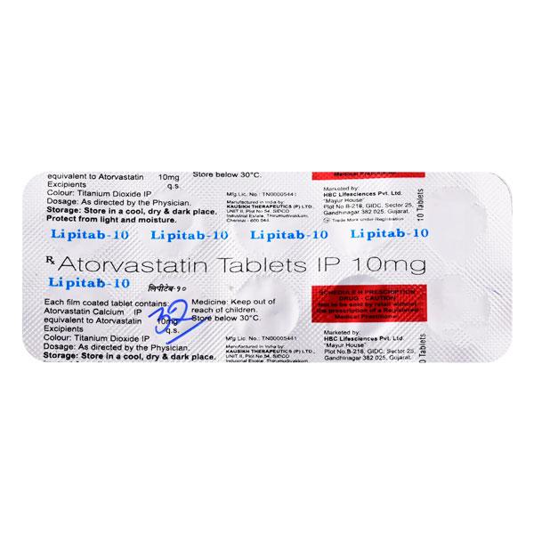 Lipitab 10mg Tablet 10'S Price, Uses, Side effects, Substitutes | Netmeds