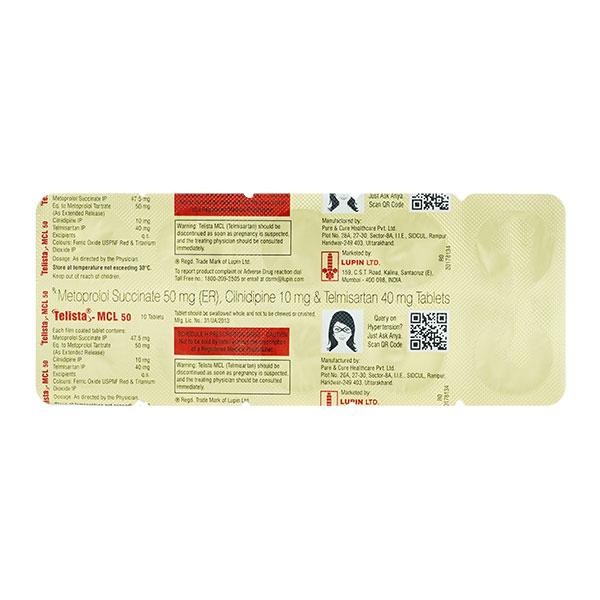 TELISTA MCL 50 Tablet 10's : Price, Uses, Side Effects | Netmeds