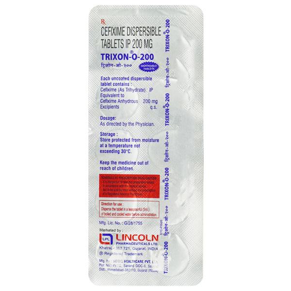 Trixon O 200mg Tablet 10'S : Price, Uses, Side Effects | Netmeds