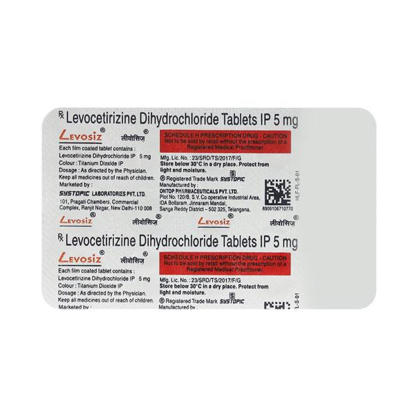 Buy Levosiz 5mg Tablet 15'S Online at Upto 25% OFF | Netmeds