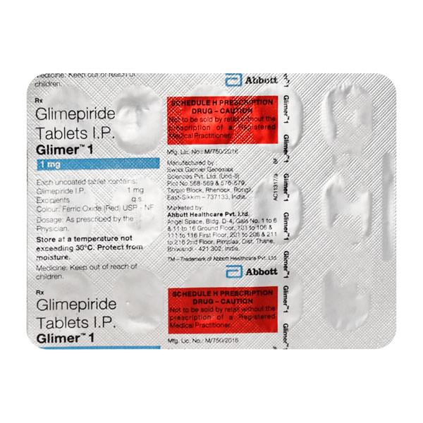 GLIMER 1mg Tablet 15's : Price, Uses, Side Effects | Netmeds