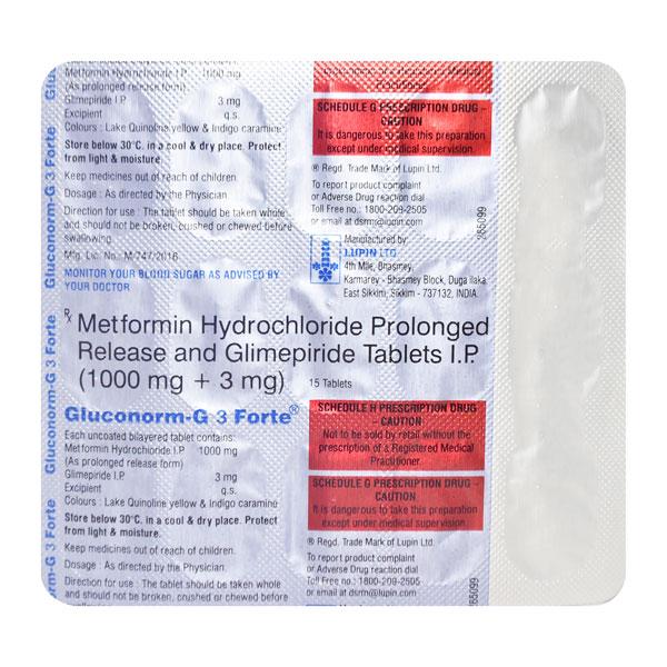 Gluconorm G3 Forte Tablet 15'S - Price, Uses, Side Effects | Netmeds
