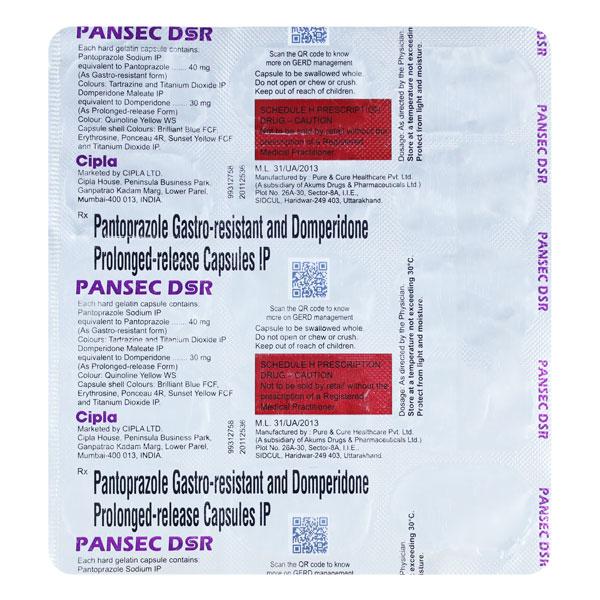 Buy Pansec DSR Capsule 15'S Online at Upto 25% OFF | Netmeds