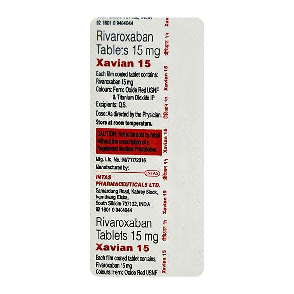 Buy XAVIAN 15 Tablet 10's Online at Upto 25% OFF | Netmeds