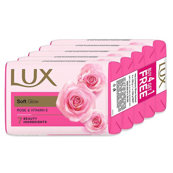 Buy LUX Soft Glow Buy 4 Get 1 Free Offer Rose & Vitamin E Bathing Soap ...