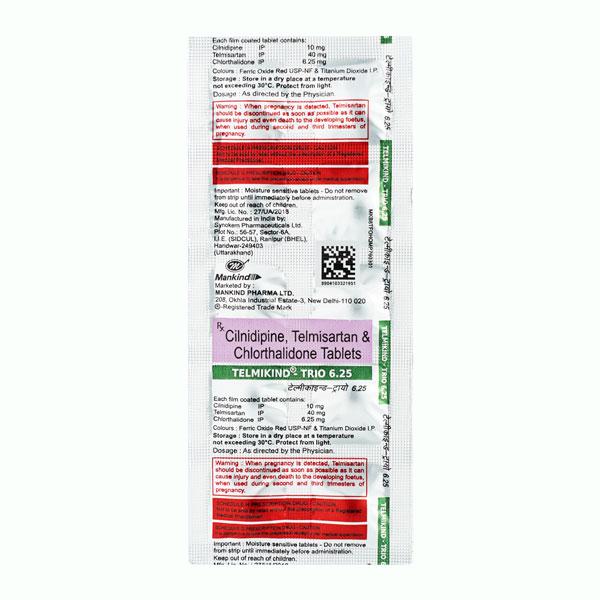 TELMIKIND TRIO 6.25mg Tablet 10's : Price, Uses, Side Effects | Netmeds
