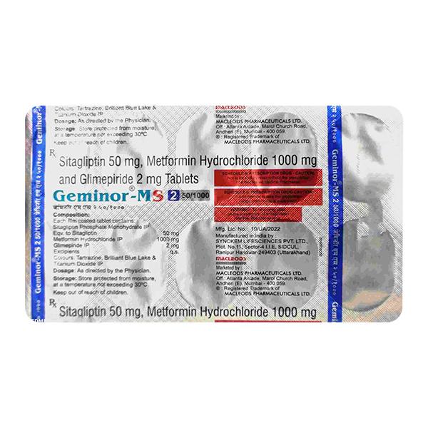Buy GEMINOR MS 2/50/1000 Tablet 10's Online | Netmeds