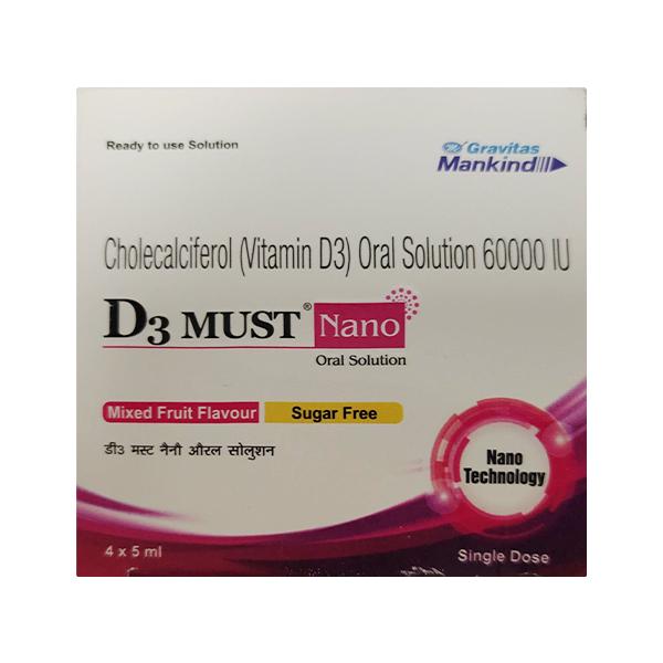 Buy D3 MUST NANO SUGAR FREE MIXED FRUIT FLAVOUR Oral Solution 5ml ...