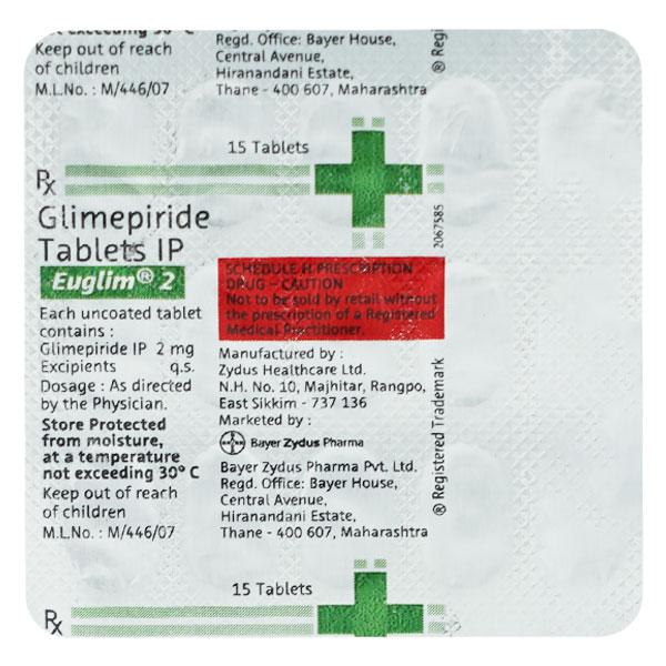 Euglim 2mg Tablet 15'S : Price, Uses, Side Effects | Netmeds