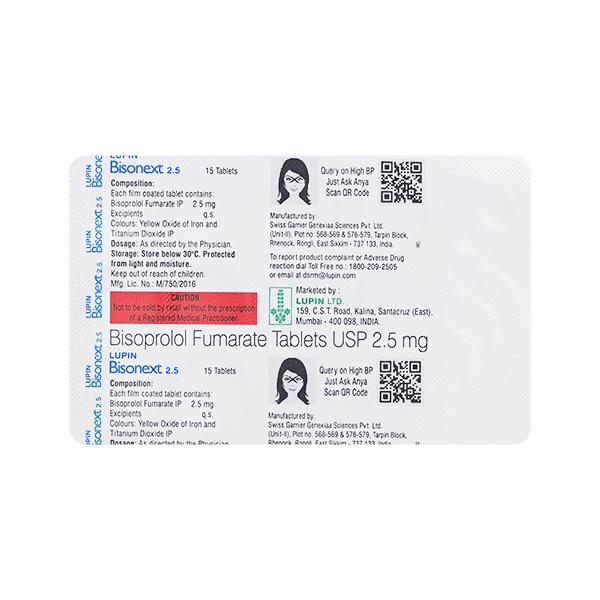 BISONEXT 2.5 Tablet 15's : Price, Uses, Side Effects | Netmeds