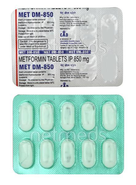 MET DM 850mg Tablet 10'S : Price, Uses, Side Effects | Netmeds