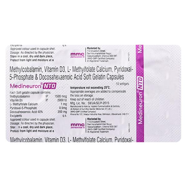 MEDINEURON NTD Softgel Capsule 10's Price, Uses, Side effects ...