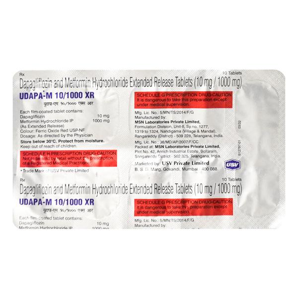 UDAPA M XR 1000 Tablet 10's : Price, Uses, Side Effects | Netmeds