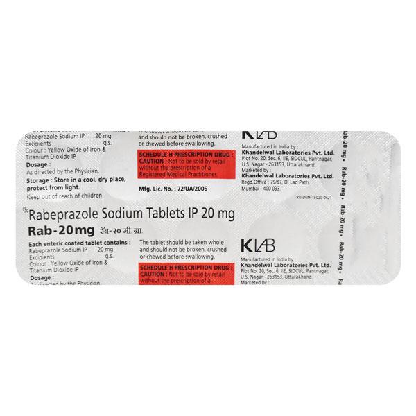 RAB 20mg Tablet 10'S Price, Uses, Side effects, Substitutes | Netmeds