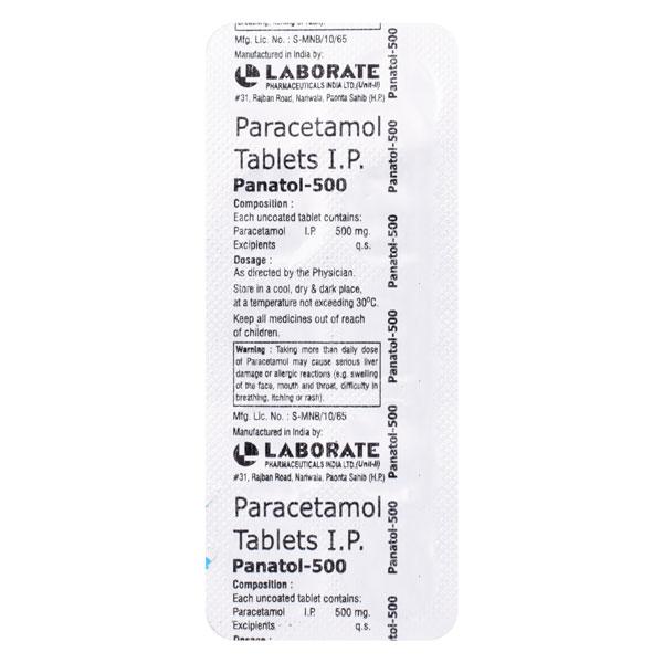Buy PANATOL 500 Tablet 10's Online at Upto 25% OFF | Netmeds