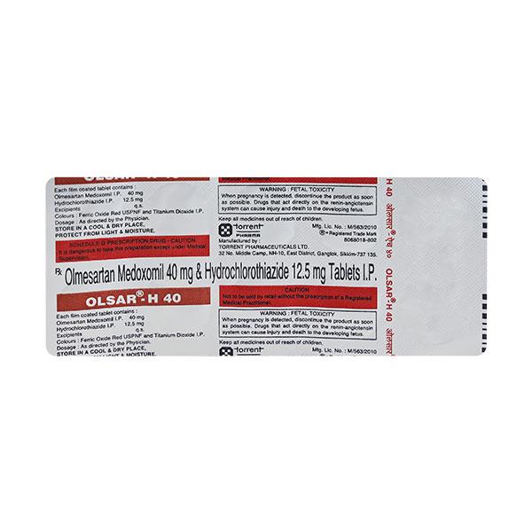 Olsar H 40mg Tablet 10'S : Price, Uses, Side Effects | Netmeds