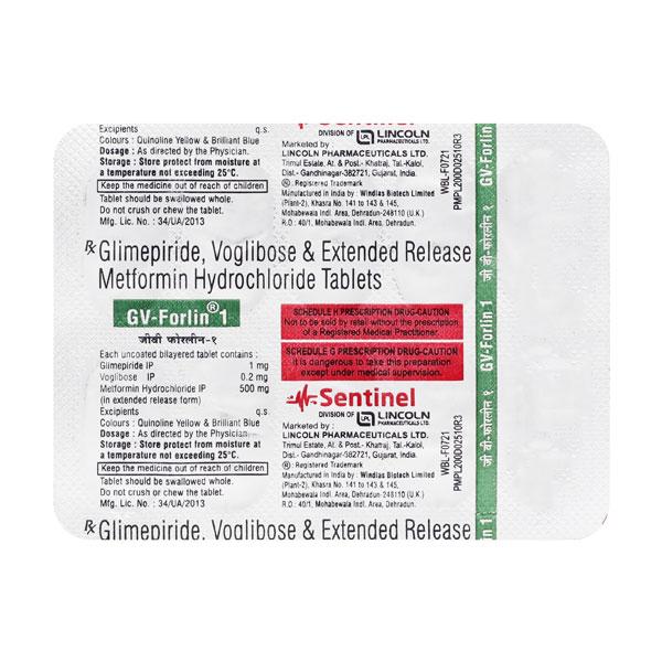 GV Forlin 1/500/0.2mg Tablet 10'S : Price, Uses, Side Effects | Netmeds