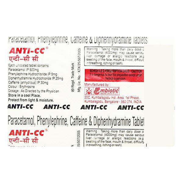 Buy ANTI CC Tablet 10's Online at Upto 25% OFF | Netmeds