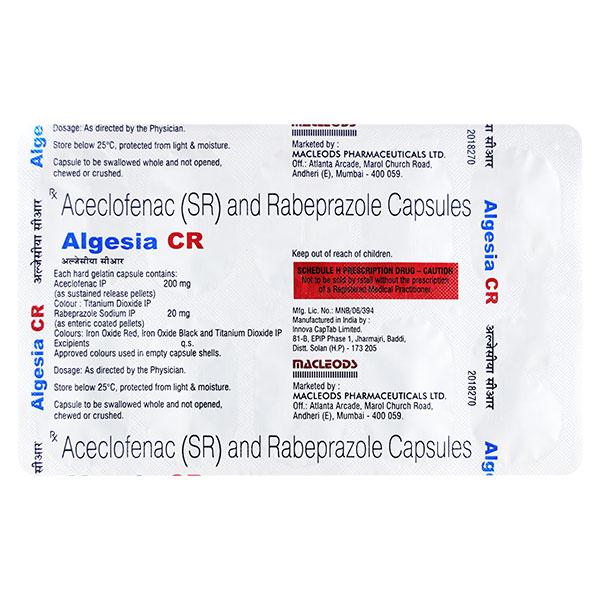 ALGESIA CR Capsule 10's Price, Uses, Side effects, Substitutes | Netmeds