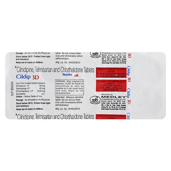 Cildip 3D Tablet 10'S : Price, Uses, Side Effects | Netmeds