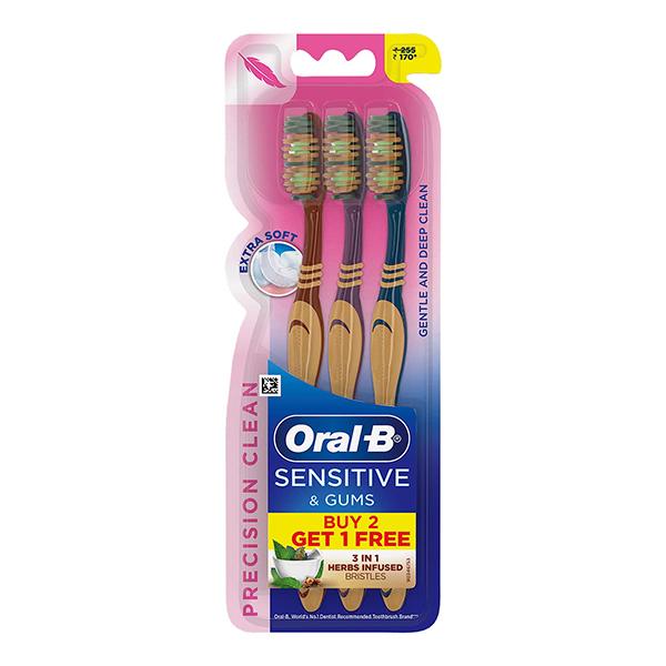 Buy Oral B Sensitive & Gums - Precision Clean Toothbrush - 3 in 1 herbs ...