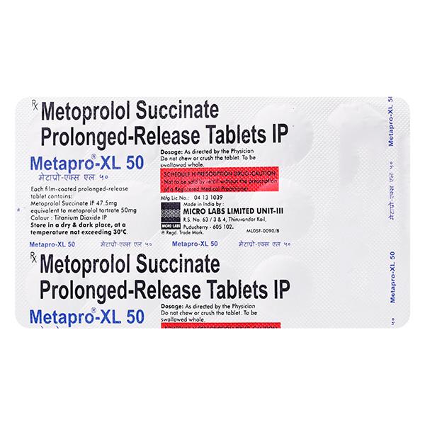 Metapro XL 50mg Tablet 15'S : Price, Uses, Side Effects | Netmeds