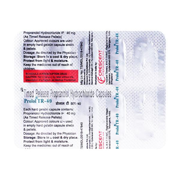 Prolol TR 40mg Capsule 10'S : Price, Uses, Side Effects | Netmeds