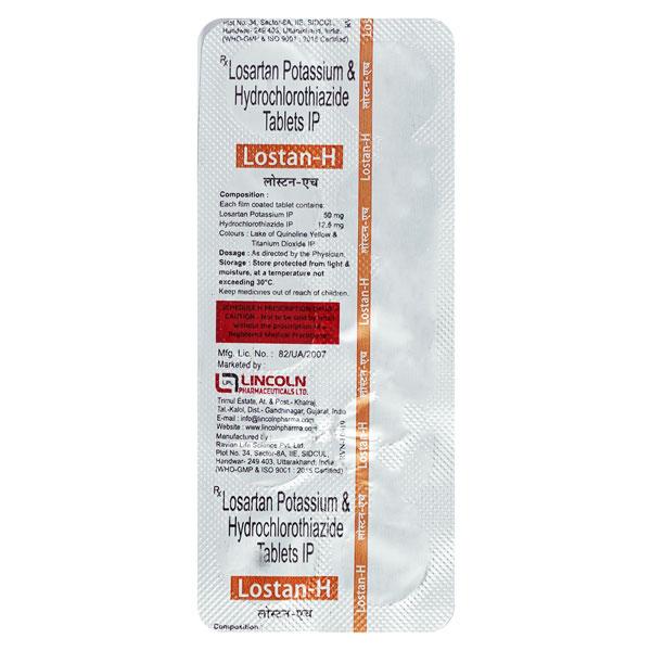 Lostan H 50/12.5mg Tablet 10'S : Price, Uses, Side Effects | Netmeds