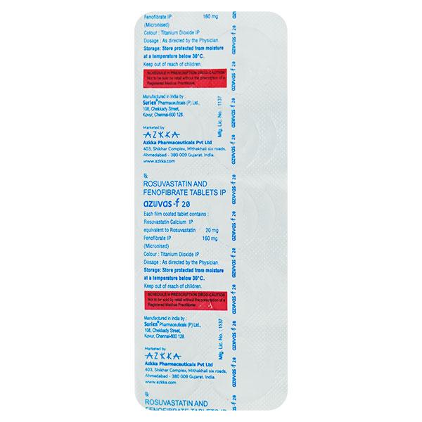AZUVAS F 20 Tablet 10's Price, Uses, Side effects, Substitutes | Netmeds