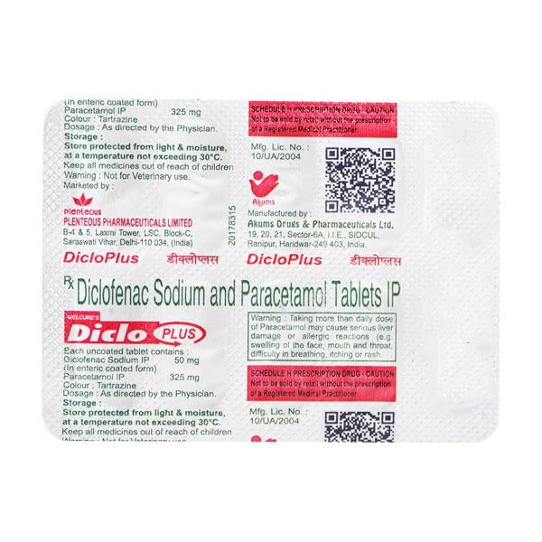 Buy DICLO PLUS TABLET 10'S Online at Upto 25% OFF | Netmeds