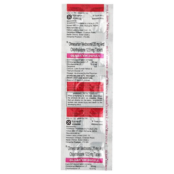 Olsar CH 20/12.5mg Tablet 10'S : Price, Uses, Side Effects | Netmeds
