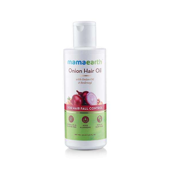 Buy Mamaearth Onion Hair Oil For Hair Regrowth & Hair Fall Control 150 ...