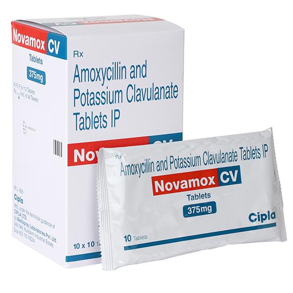 Novamox CV 375mg Tablet 10'S Price, Uses, Side effects, Substitutes ...