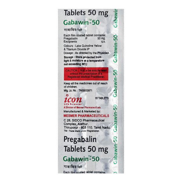 Gabawin 50mg Tablet 10'S : Uses, Side Effects, Price | Netmeds