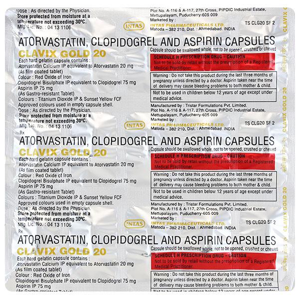 Buy Clavix Gold 20mg Capsule 15'S Online at Upto 25% OFF | Netmeds