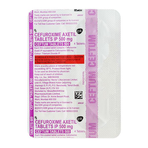 Ceftum 500mg Tablet 4'S - Price, Uses, Side Effects | Netmeds