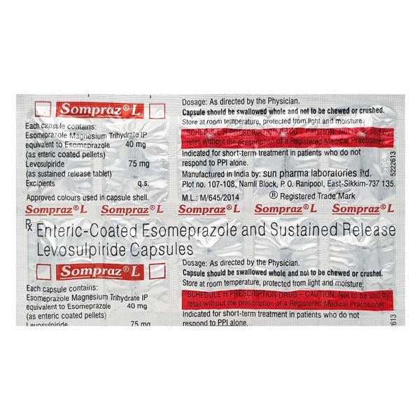 Buy Sompraz L Capsule 10'S Online at Upto 20% OFF | Netmeds