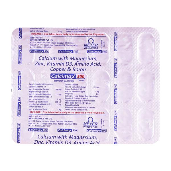 Calcimax 500mg Tablet 30'S - Price, Uses, Side Effects | Netmeds