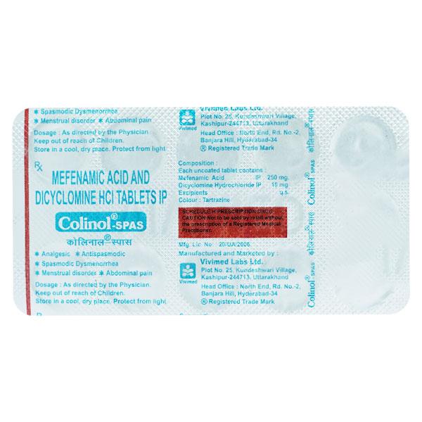 COLINOL SPAS Tablet 10's : Price, Uses, Side Effects | Netmeds