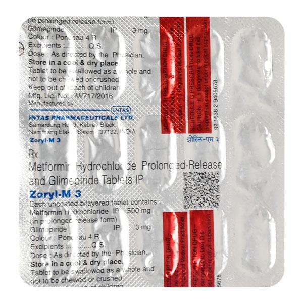 ZORYL M 3 Tablet 15's : Price, Uses, Side Effects | Netmeds