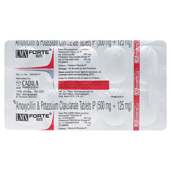 LMX Forte 625mg Tablet 10'S Price, Uses, Side effects, Substitutes ...
