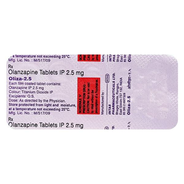 Oliza 2.5mg Tablet 10'S Price, Uses, Side effects, Substitutes | Netmeds