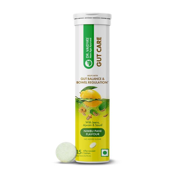 Dr. Vaidya's Gut Care Effervescent Tablets - Nimbu Pani Flavour 15's ...