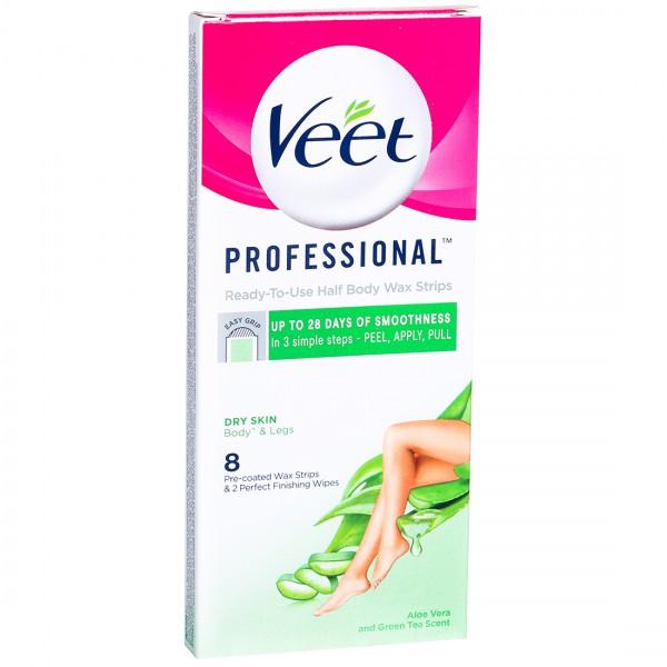 Veet Professional Half Body Wax Strips (Dry Skin) 8's with Perfect ...