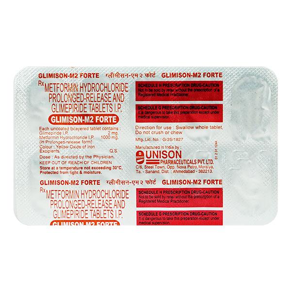 Buy Glimison M Forte 2/1000mg Tablet 10'S Online at Upto 25% OFF | Netmeds